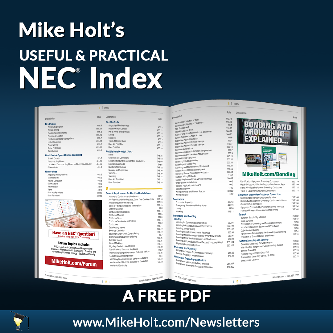 Free Resource - Mike Holt NEC Index